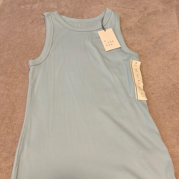 a new day | Tops | Nwt Baby Blue Ribbed Tank Size M Cotton Blend | Poshmark